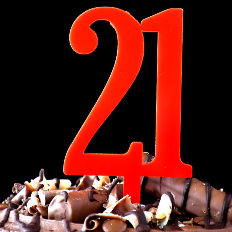 Number 21 Acrylic Cake Topper (any age) – MadeAt94